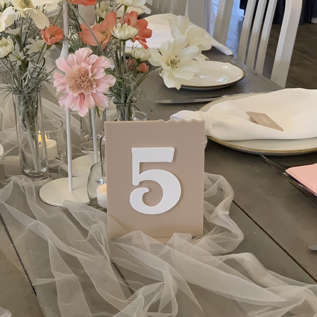 Wedding Table Number, Modern Wave Design - 3D Lettering, With Base ...