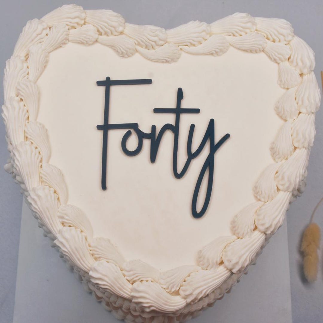 Forty Cake Charm Forty for Vintage Style Cake Acrylic Cake Fropper Modern Font Forty Cake Plaque ...