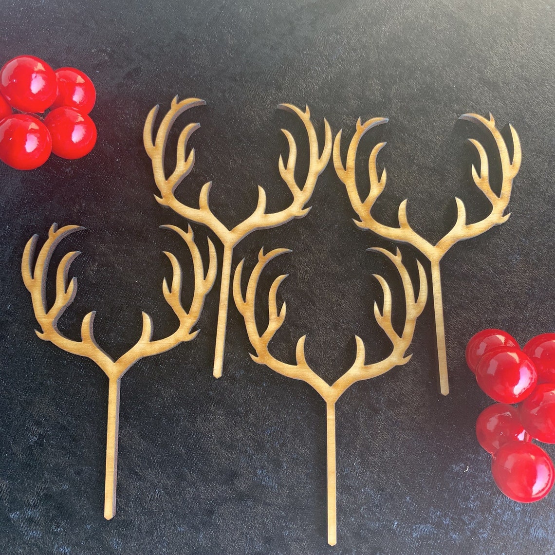 Timber Antler Topper Rudolf Reindeer Christmas Cake Wooden - Etsy