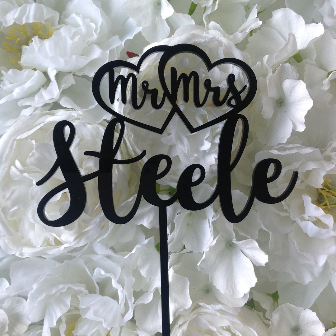 Personalised SURNAME Wedding Cake Topper | Custom Wedding Name Cake ...