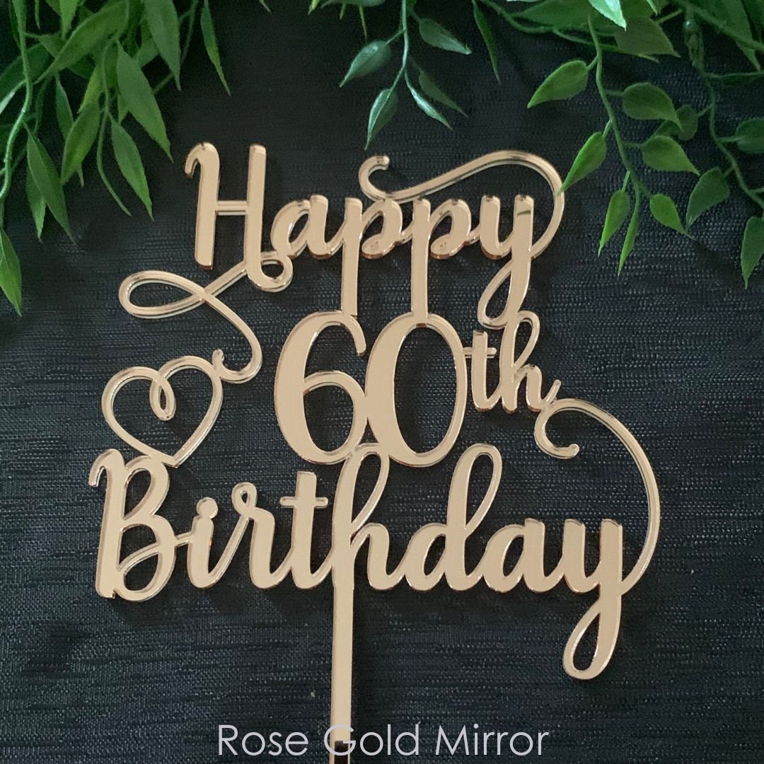 Happy 60th Birthday Cake Topper Sixty Happy 60th Birthday 60, 60th Cake ...