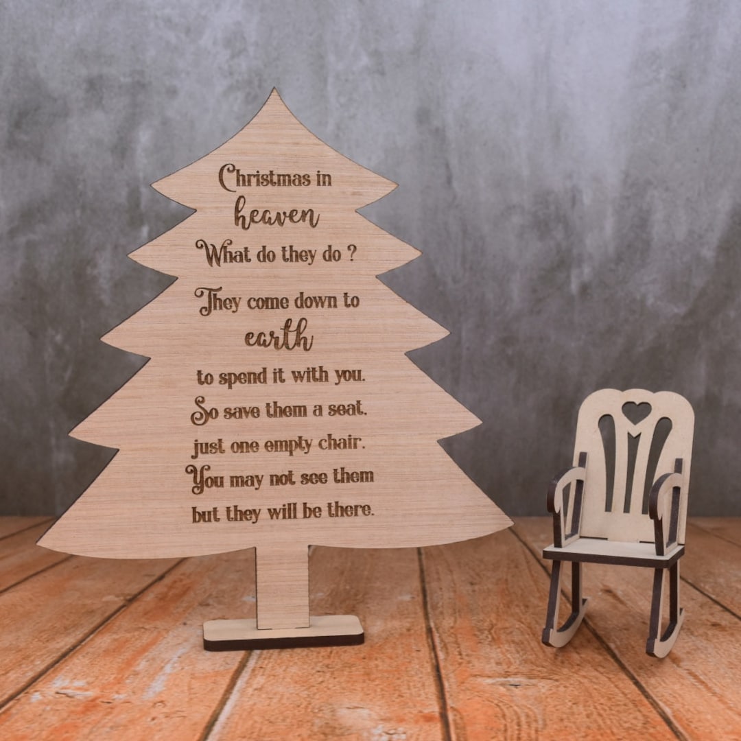 Christmas in Heaven Ornament. Memorial Tree & Rocking Chair. Timber or ...