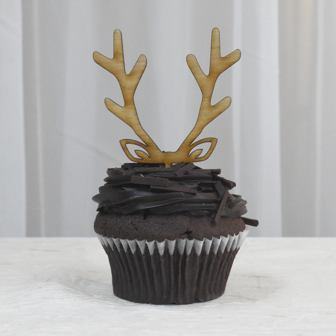 Timber Antler Cupcake Topper, Rudolf Reindeer Cake, Christmas Cake ...