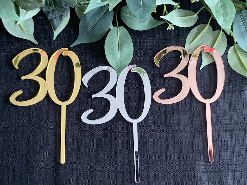 30 Cake Topper, 30th, Thirty, Happy 30th, 30 Birthday Cake Topper ...