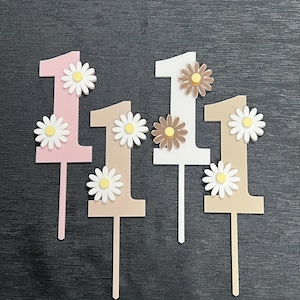 Number 1 Cake Topper With Daisies First Birthday Acrylic Cake Topper ...