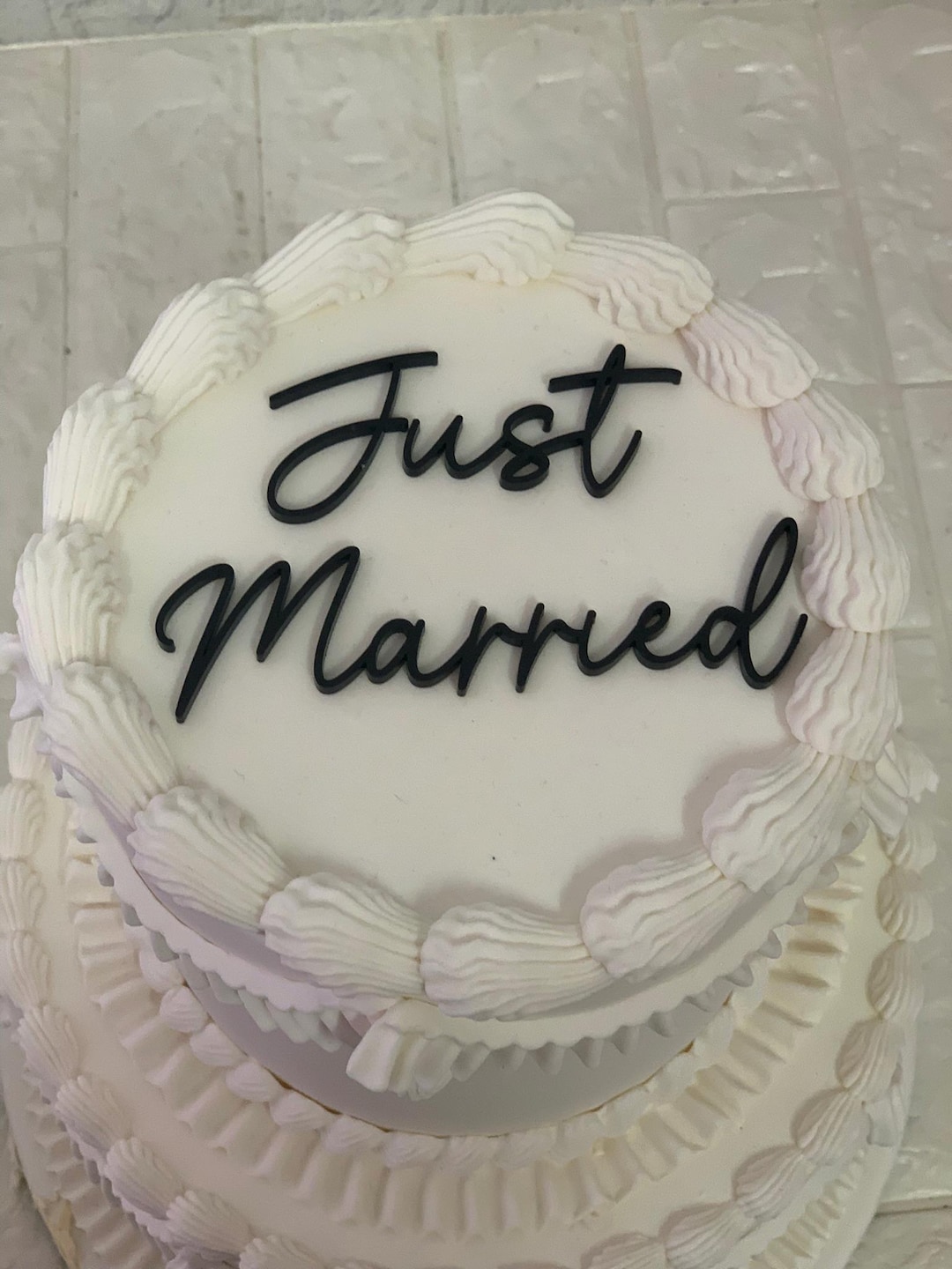 Just Married Cake Charm | Just Married for Vintage Style Cake | Just Married Cake Plaque Acrylic ...
