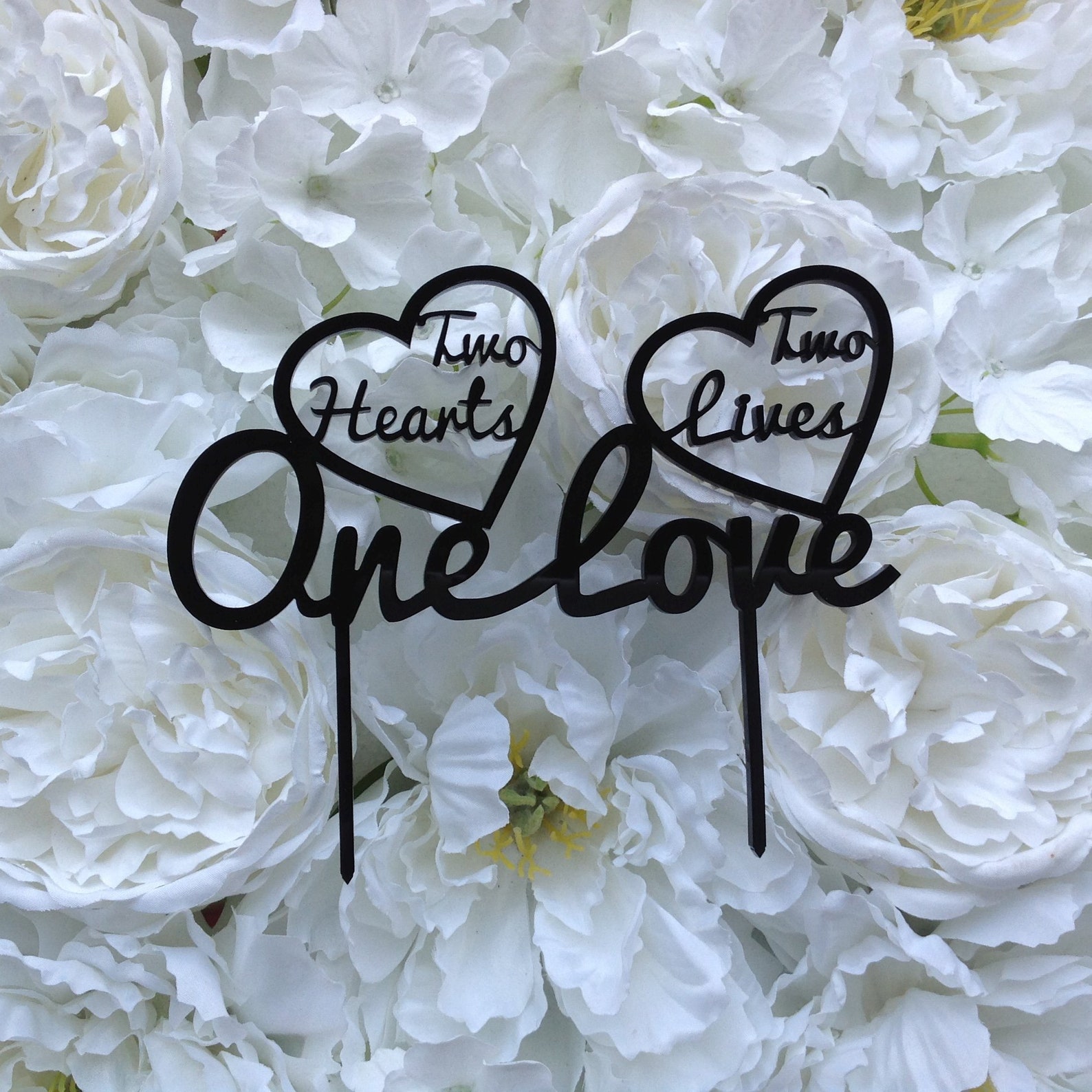 Two Hearts Two Lives One Love. Wedding Cake topper Engagement | Etsy