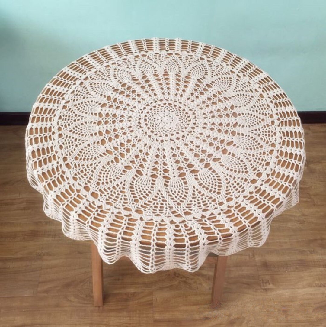 Classic Pineapple Crochet Pattern Table Cover, Popular Round Tablecloth ...