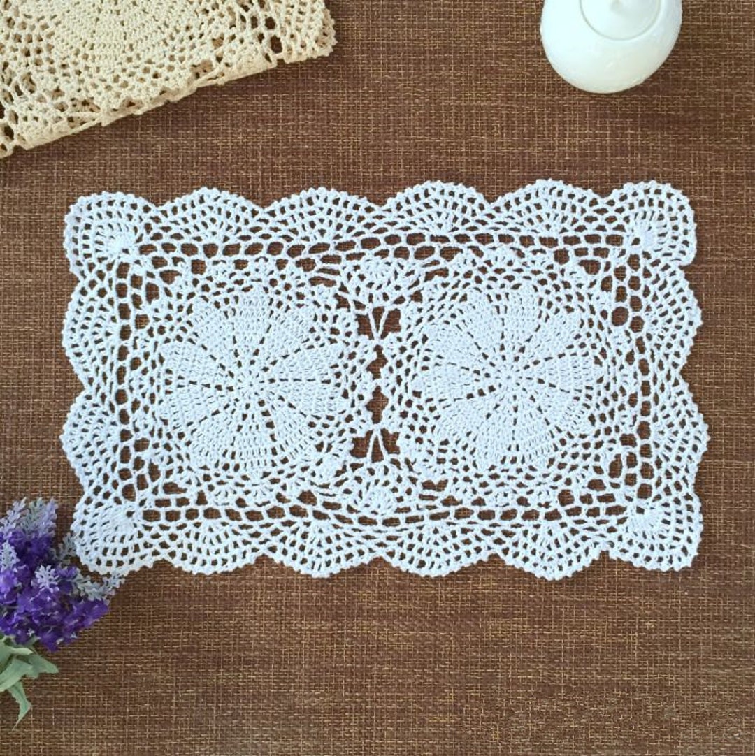 Lot 2 Pcs Hand Crocheted Oblong Placemats, 100% Handmade Wedding ...