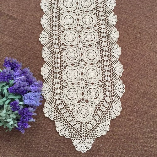 Country Living Style Table Runner Oval Hand Crochet Table - Etsy