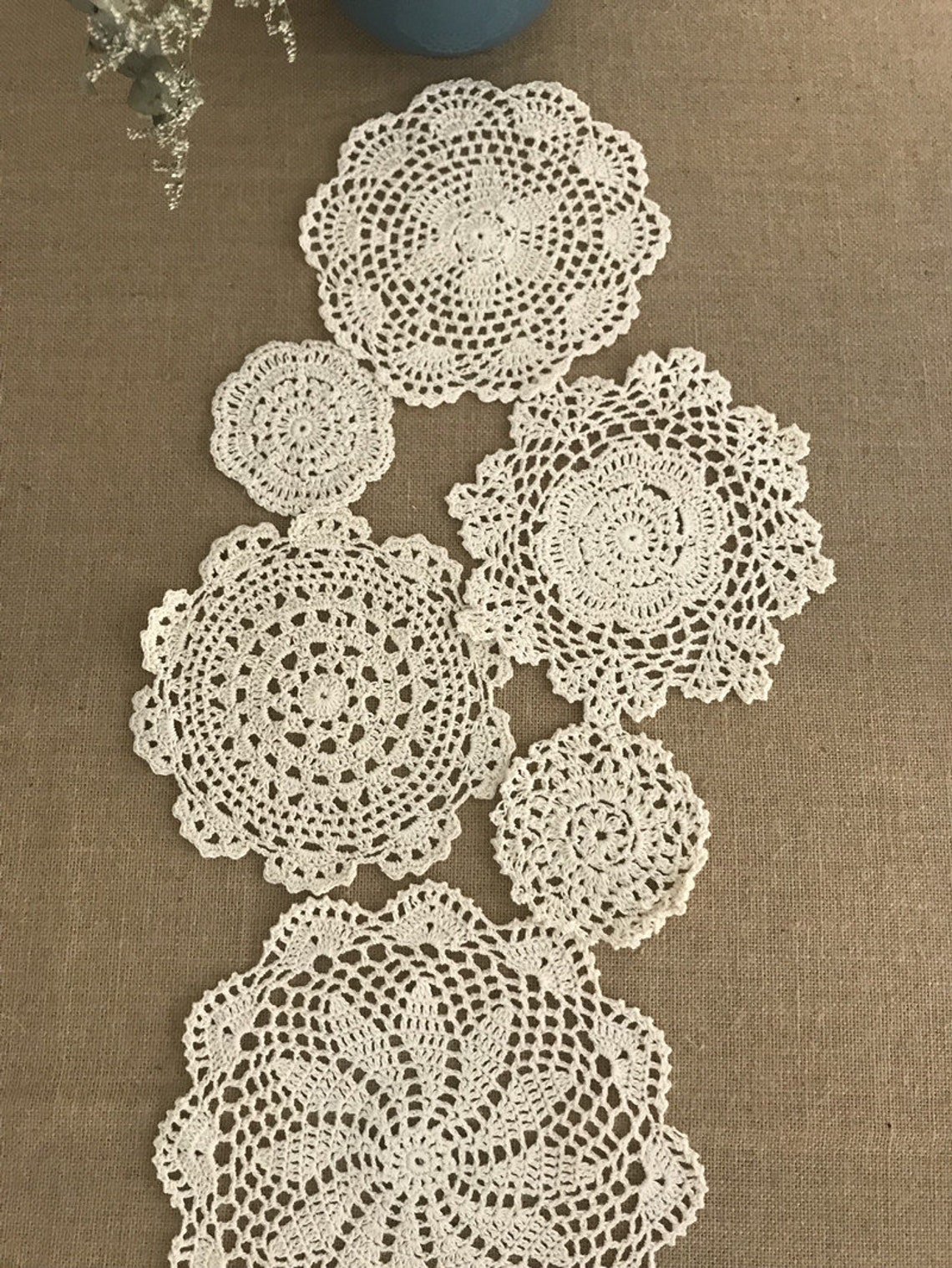 Set 11 Pcs American Assorted Round Table Doilies Hand - Etsy