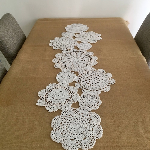 Lot 12 Hand Crochet Assorted Cream Round Doilies Mixed - Etsy