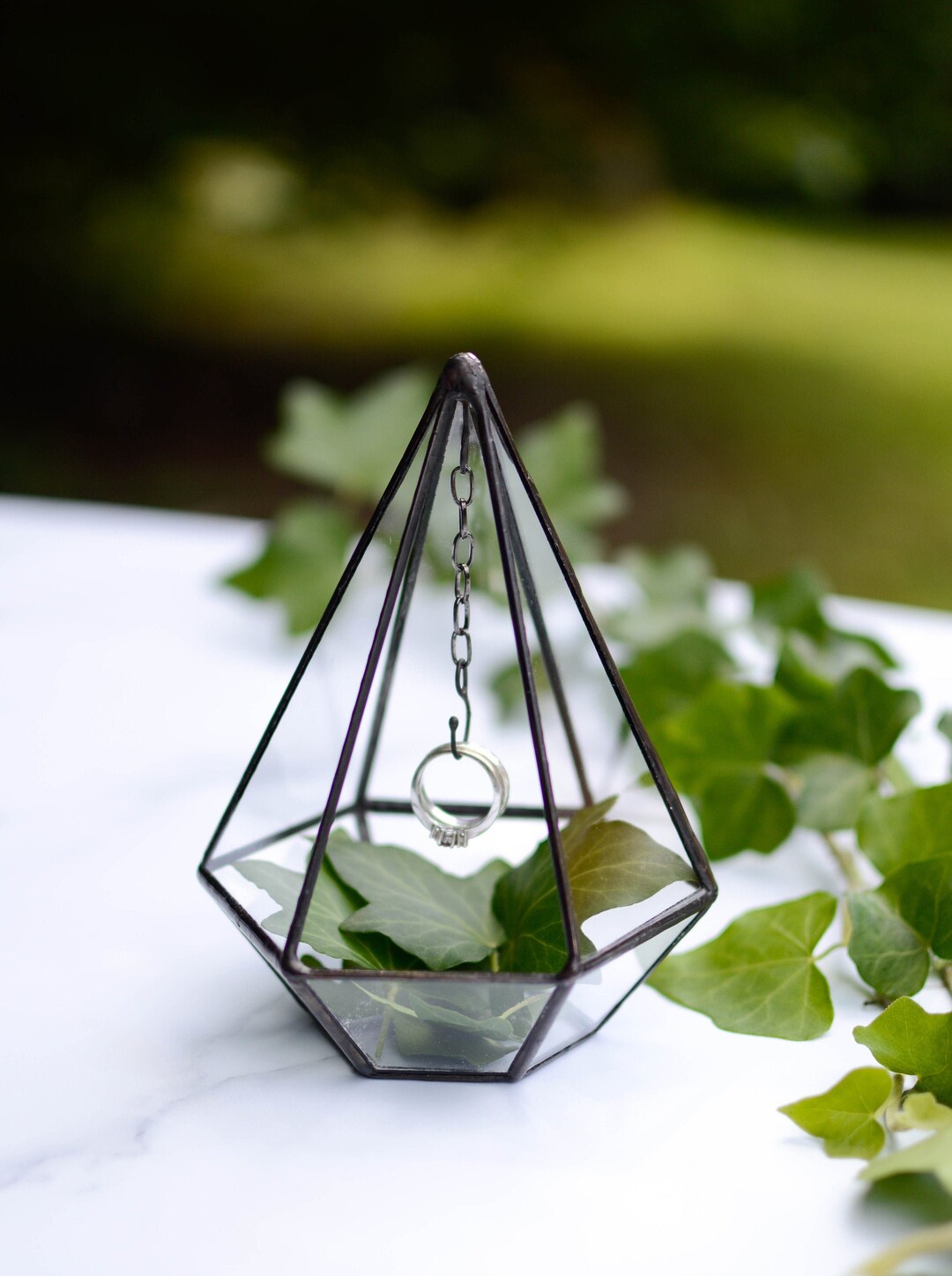 Wedding Ring Pyramid, Wedding Ring Holder, Stain Glass Wedding Ring Box ...