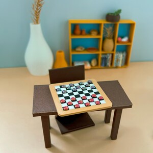 1:12 Scale Checkers Set With Board - Miniature Checkers Set for ...
