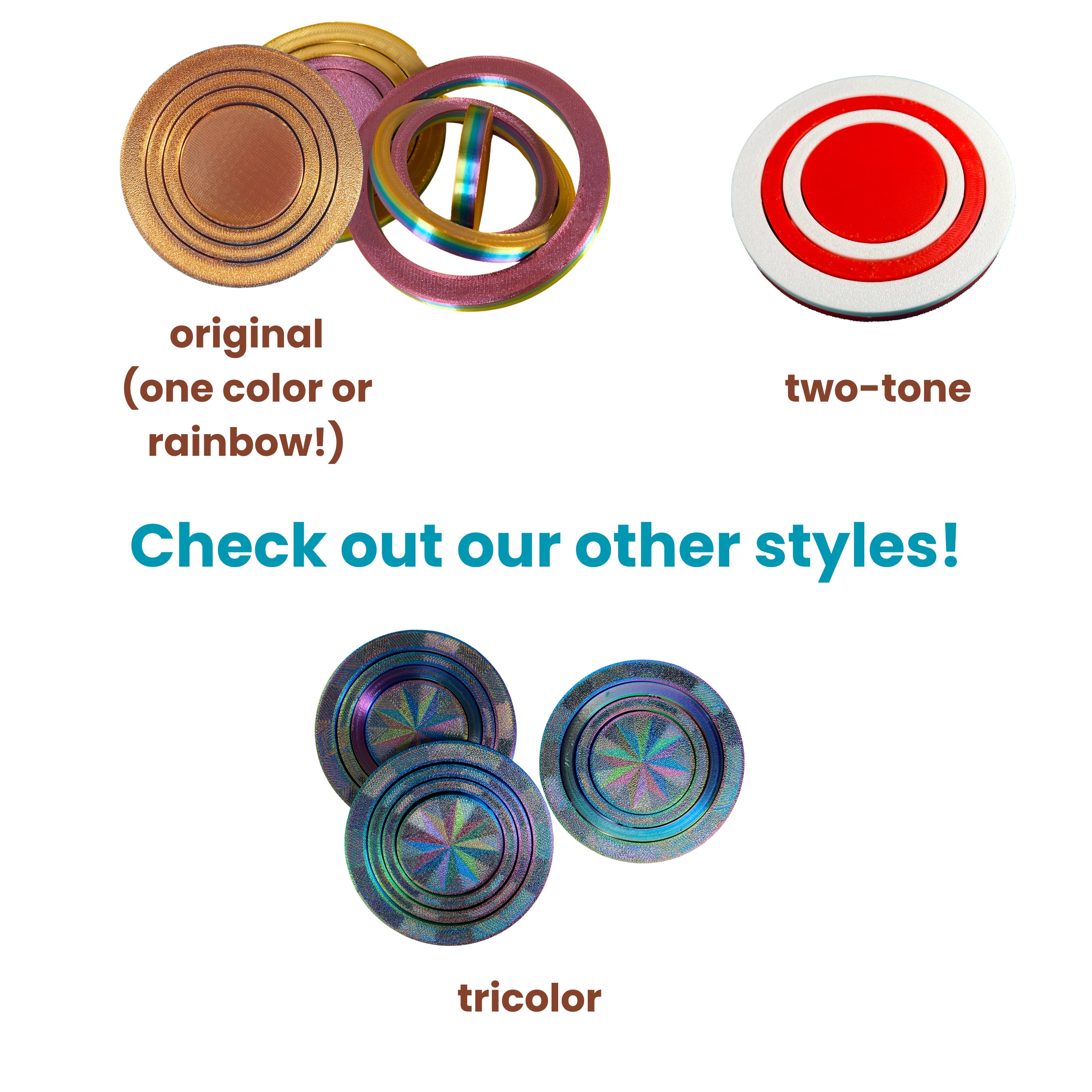 Tricolor Gyroscope Fidget 3D Printed Quiet Spinner, Ideal for Stress ...