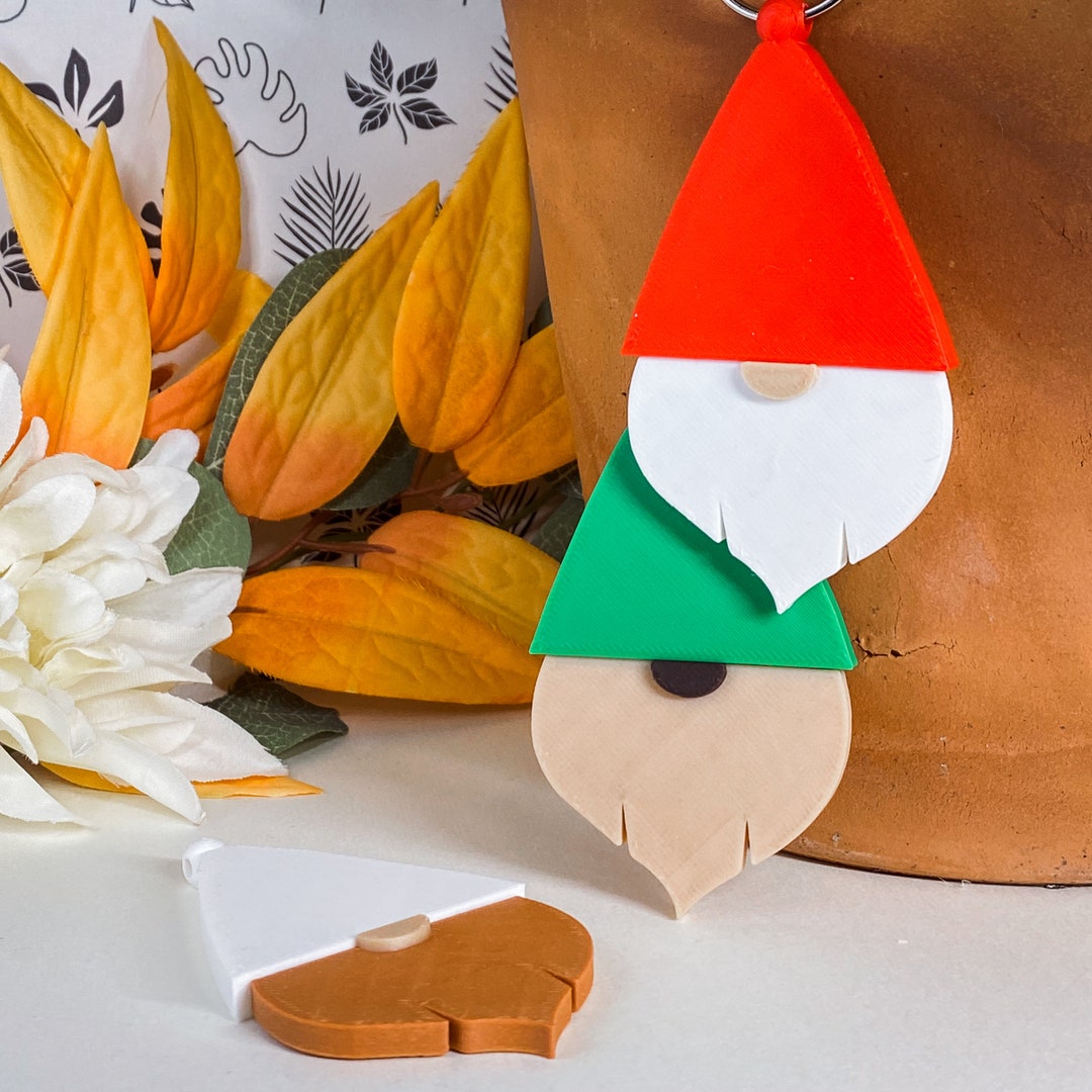 Custom Gnome Keychain 3D Printed Ornament, Bag Accessory, Unique ...