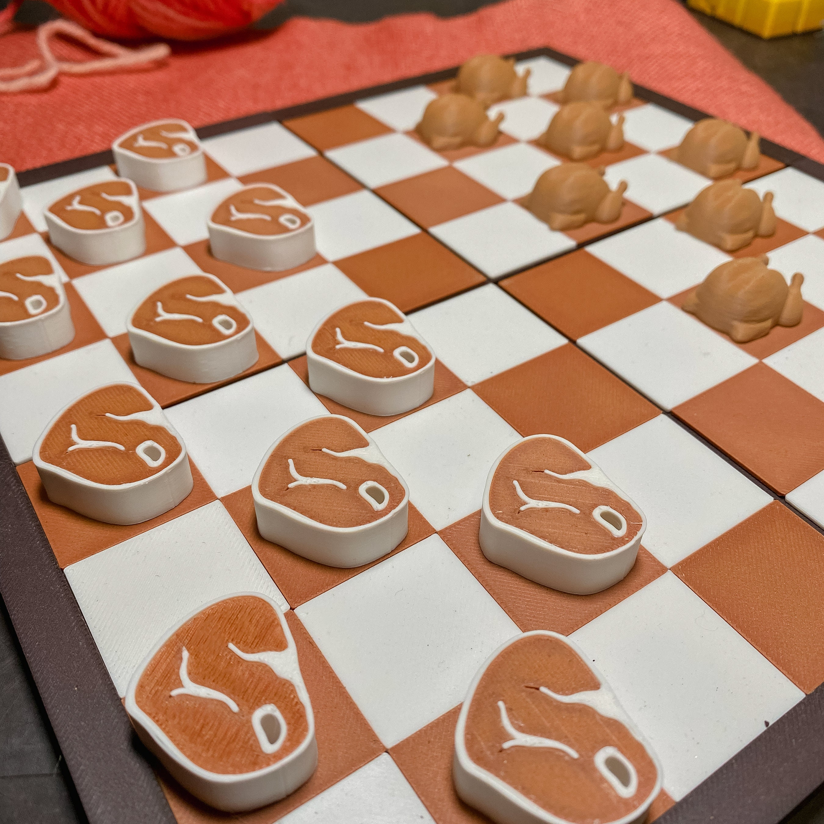 Food Fight Checkers Set Unique Beef Vs Chicken Checkers Game Pieces ...
