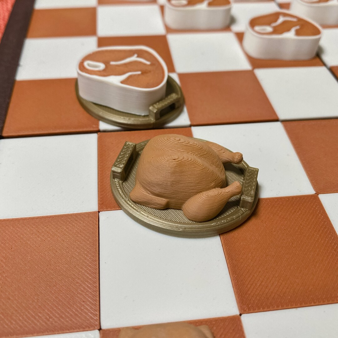 Food Fight Checkers Set Unique Beef Vs Chicken Checkers Game Pieces ...