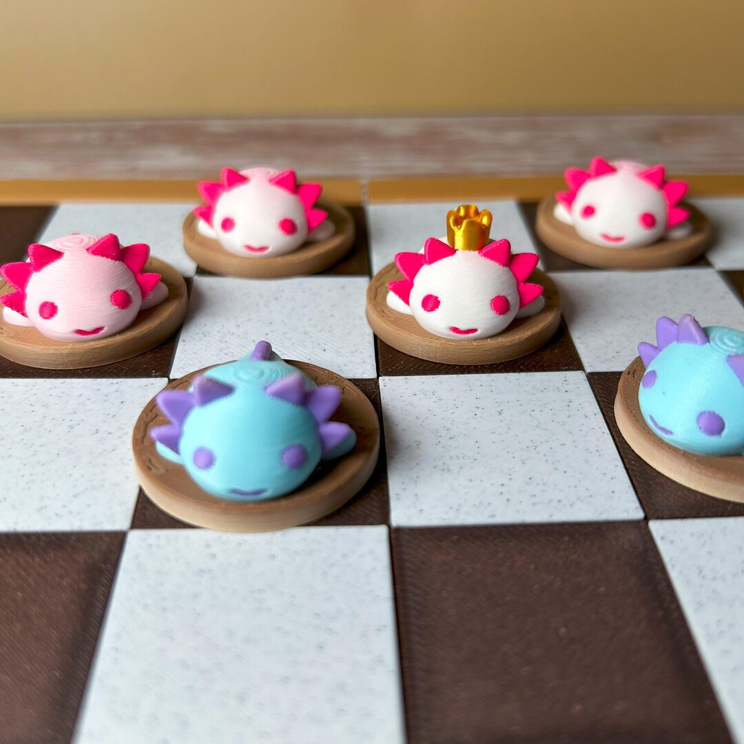 Axolotl Checkers Set - Checkers Game Pieces for Animal Lovers - Cute ...