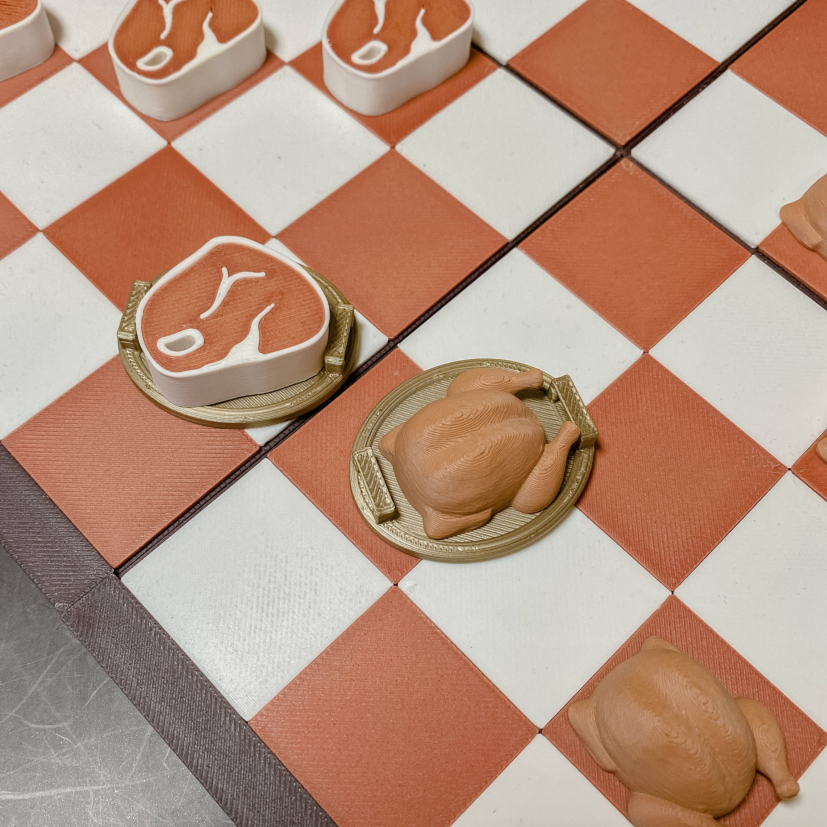 Food Fight Checkers Set Unique Beef Vs Chicken Checkers Game Pieces ...
