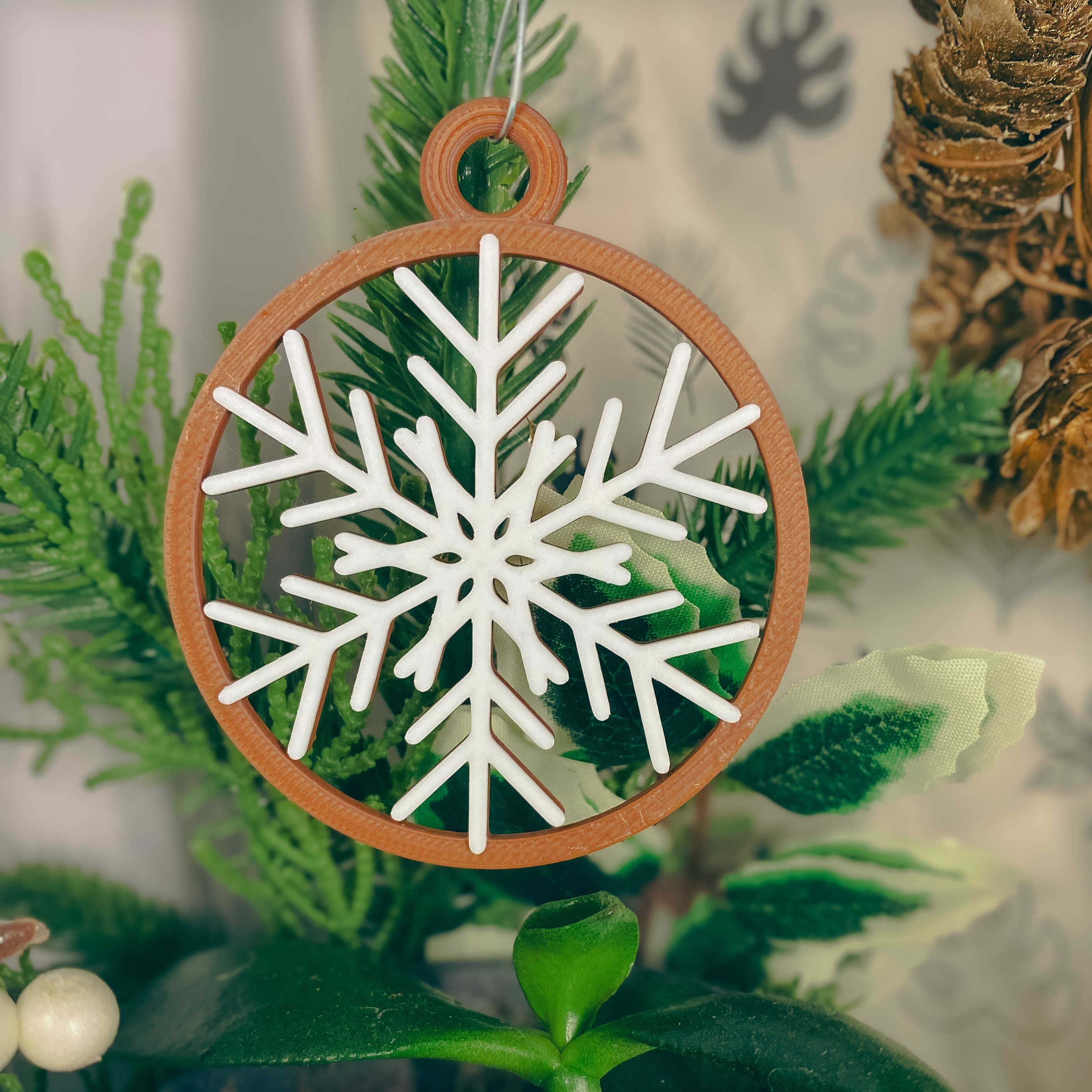 Snowflake Ornaments Custom 3D Printed Wooden Christmas Ornament Four ...