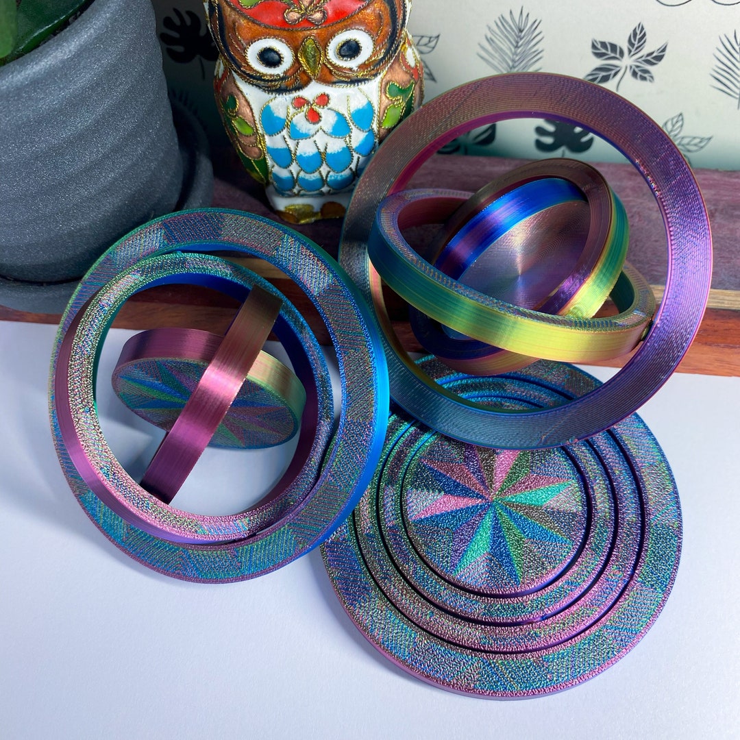 Tricolor Gyroscope Fidget - 3D Printed Quiet Spinner - Etsy
