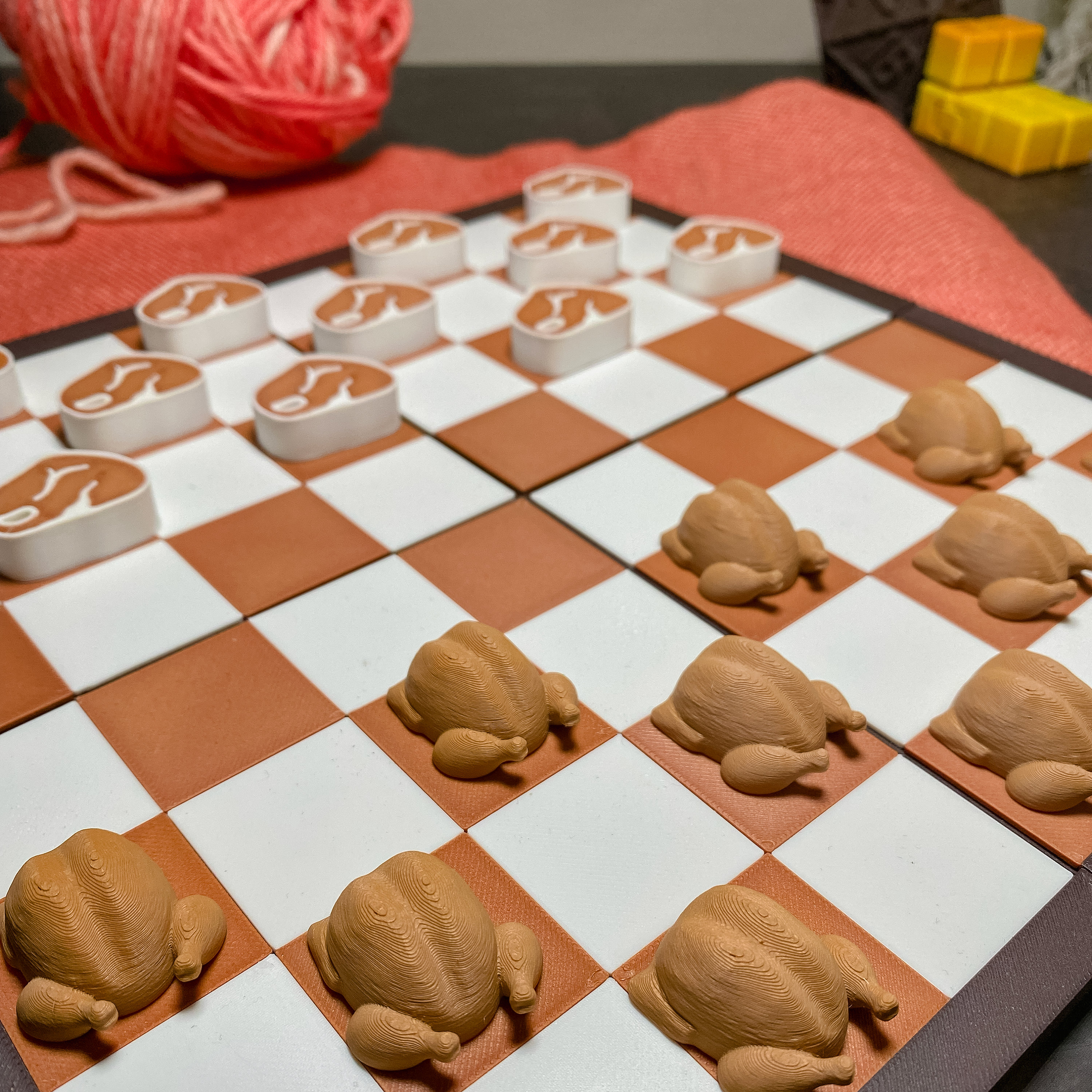 Food Fight Checkers Set Unique Beef Vs Chicken Checkers Game Pieces ...