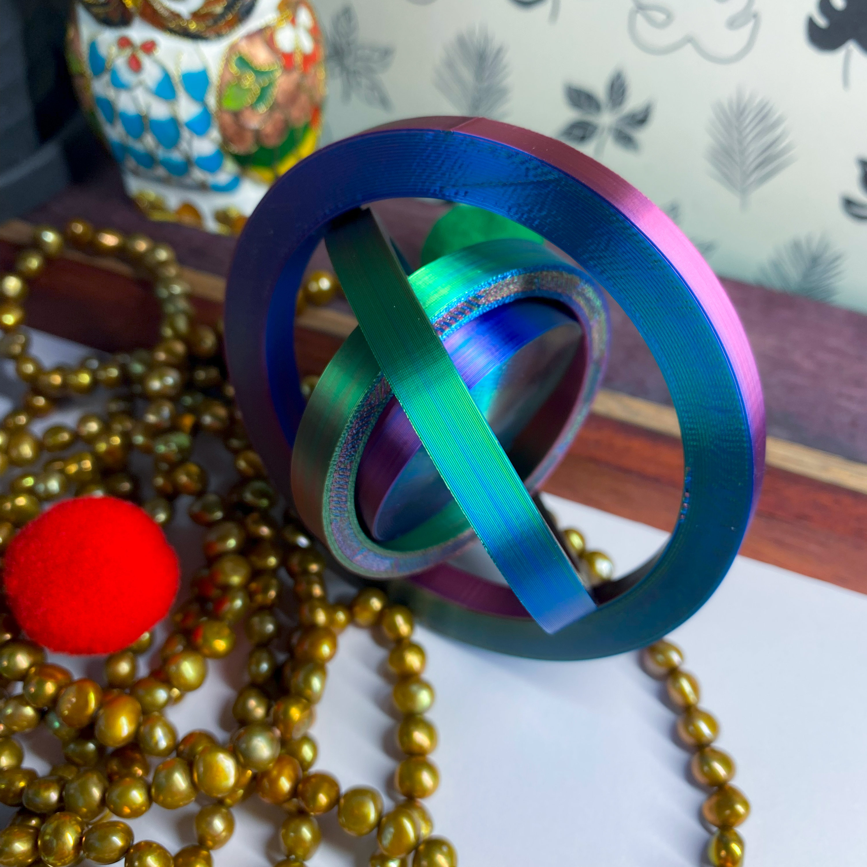 Tricolor Gyroscope Fidget 3D Printed Quiet Spinner, Ideal for Stress ...