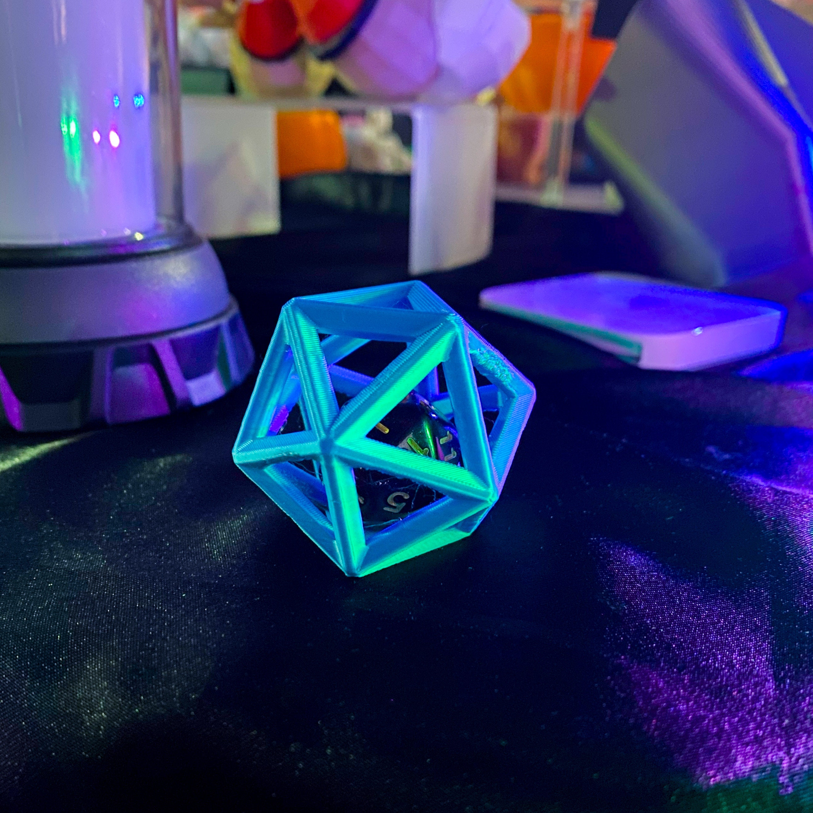 Wireframe D20 Dice Cage Dice Roller Fidget For Gamers Rpg Fans Etsy