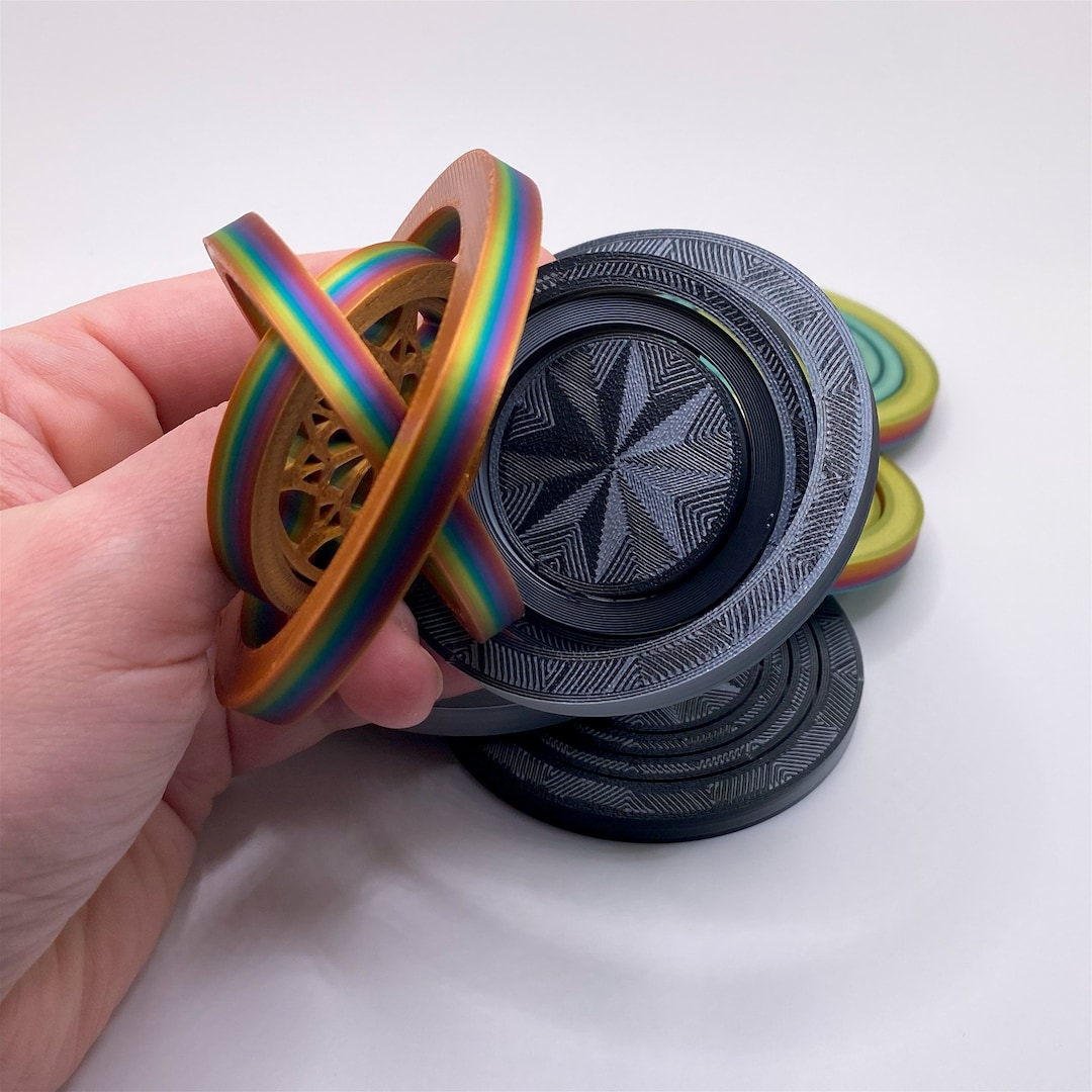 Gyroscope Coin Fidget Spinner - 3D Printed Quiet Design in Custom ...