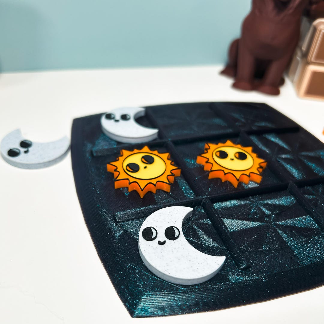 Kawaii Sun and Moon Tic Tac Toe - Glittery Celestial Board Game - Etsy
