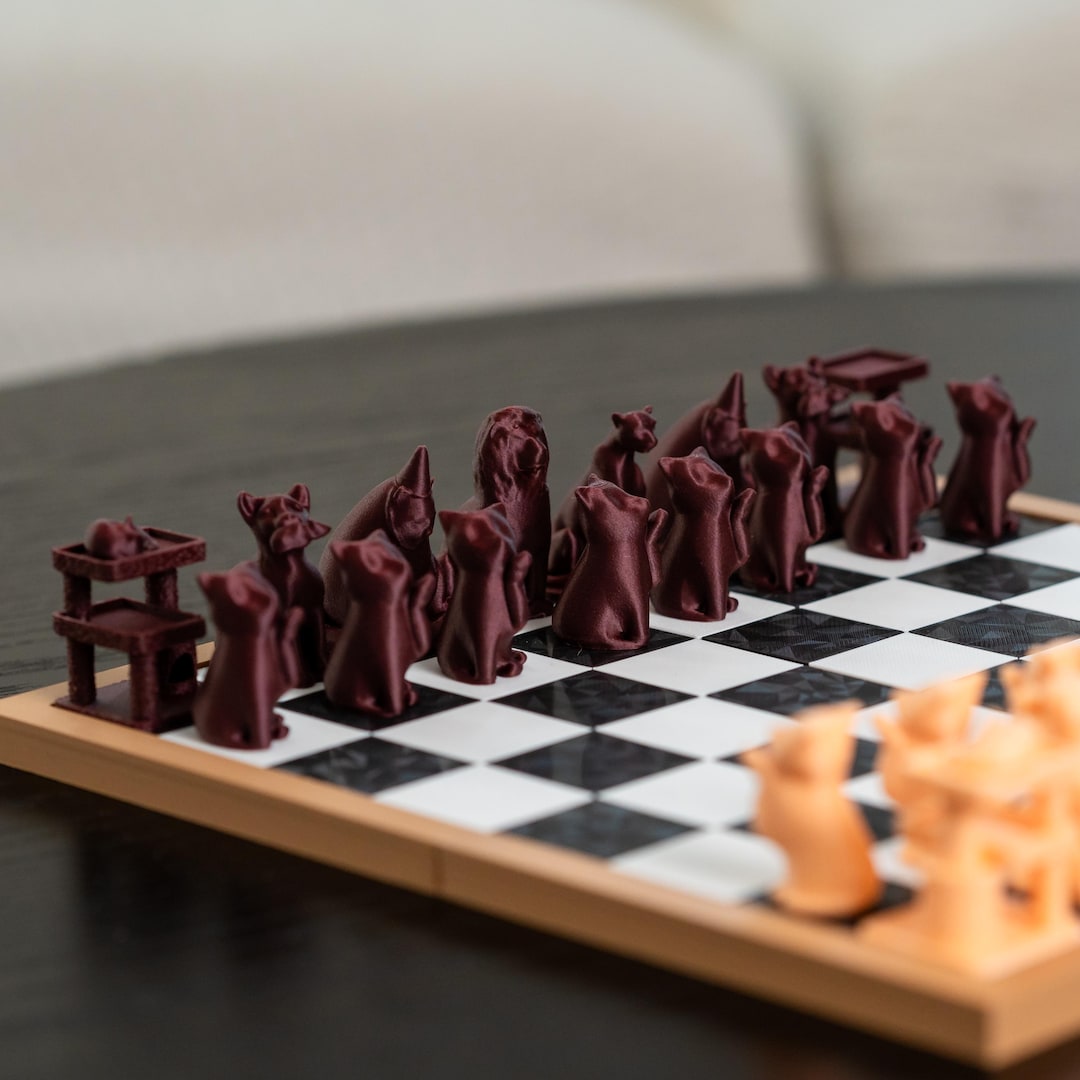 Cat Chess Set - 3D Printed Game Pieces in Custom Colors - Etsy