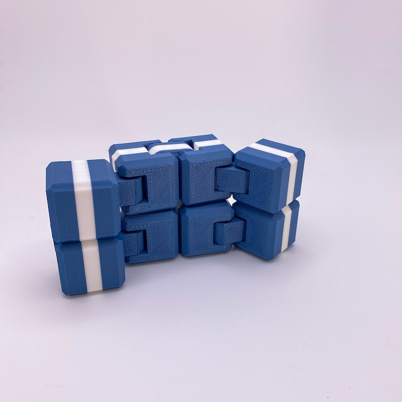 Striped Infinity Cube Fidget Toy Two Color 3D Printed Silent Sensory ...