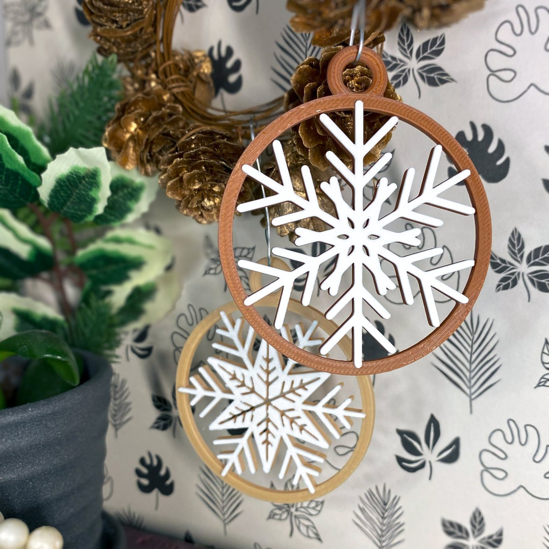 Snowflake Ornaments - Custom 3D Printed Wooden Christmas Ornament ...