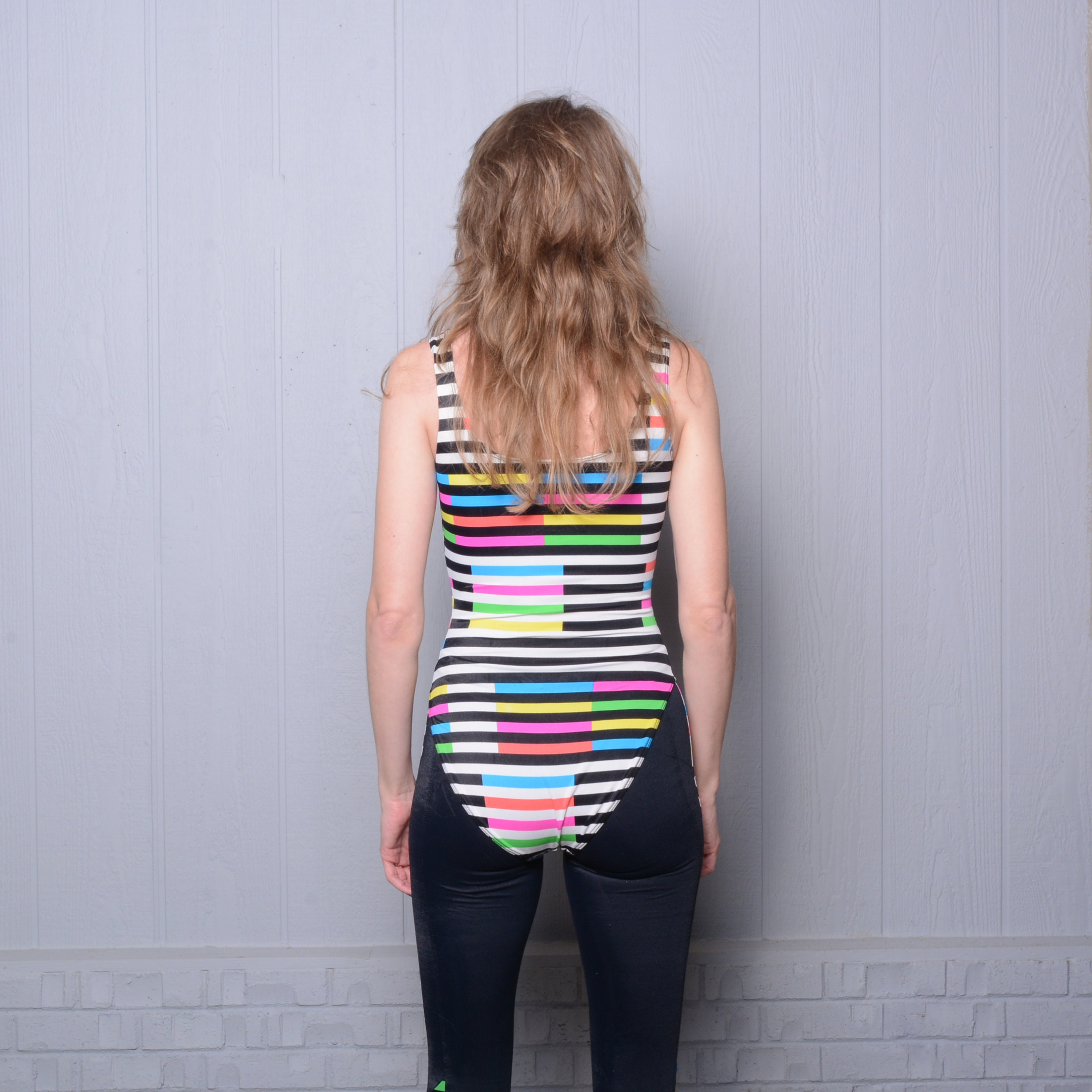 Vintage 90s Rainbow Stripe Bodysuit One Piece Leotard Tights Set ...
