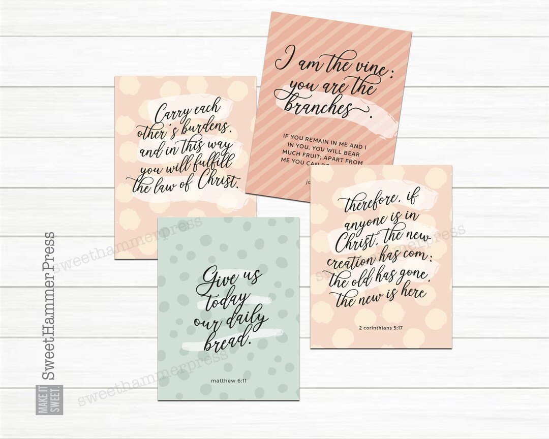 Christian Encouragement Cards on Wood Easel, Scripture Cards, Christian ...