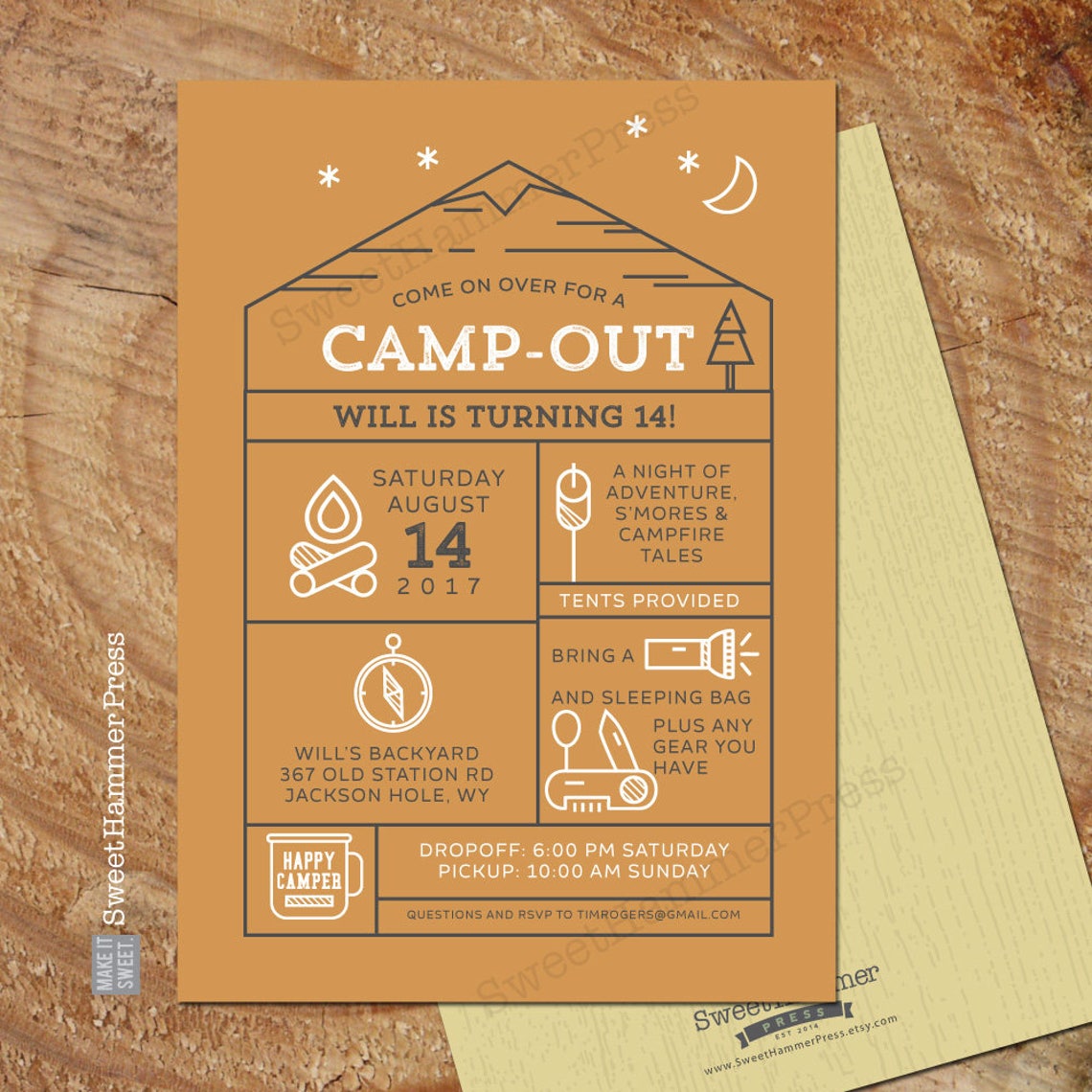 Camping Birthday Invitation Camp Out Party Happy Camper | Etsy