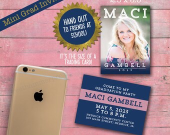 Mini Graduation Party Invitation With Photo Vertical, With Rusic ...