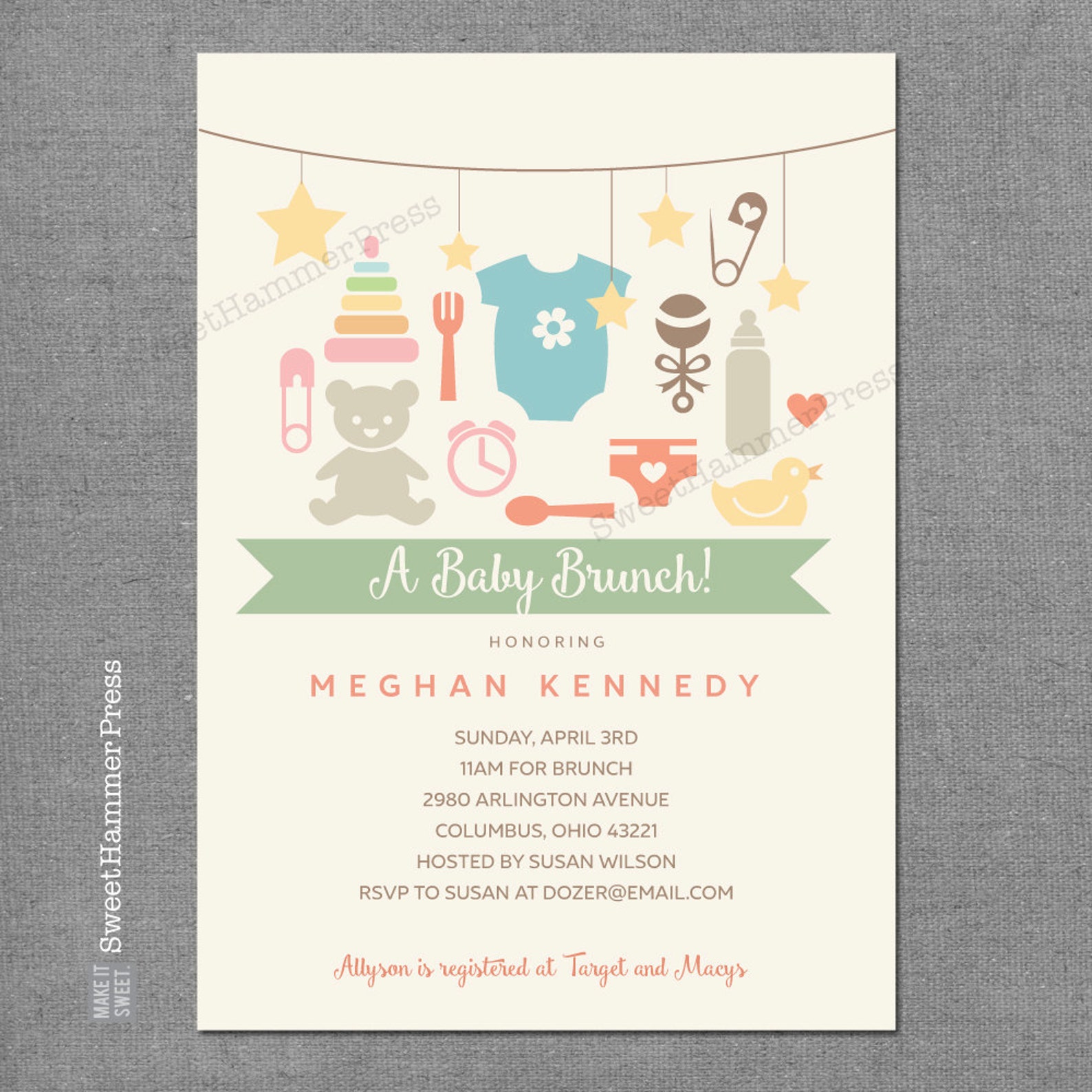 Cute Baby Shower Invitation Printed or Printable Baby Sprinkle in ...