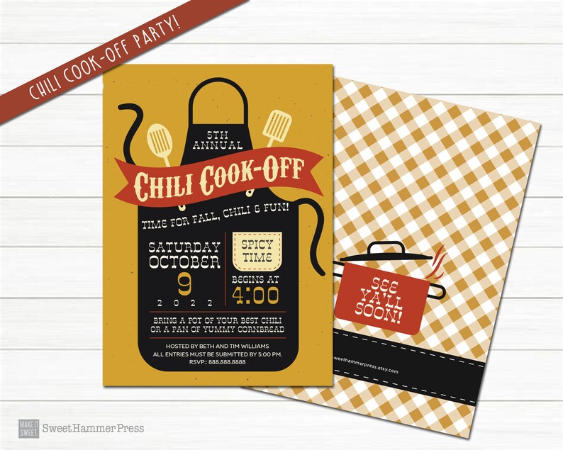 Chili Cook off Party Invitation Printed or Printable Soup - Etsy