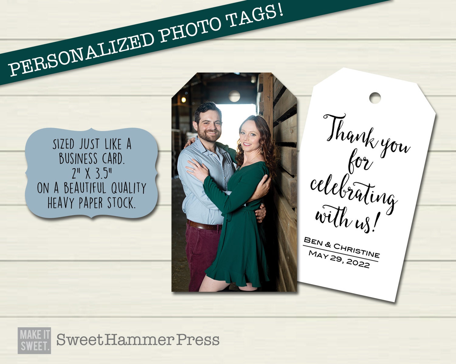 Wedding Favor Gift Tags With Photo / Personalized Reception Party Bag ...