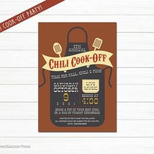 Chili Cook off Party Invitation, Printed or Printable | Soup Party ...