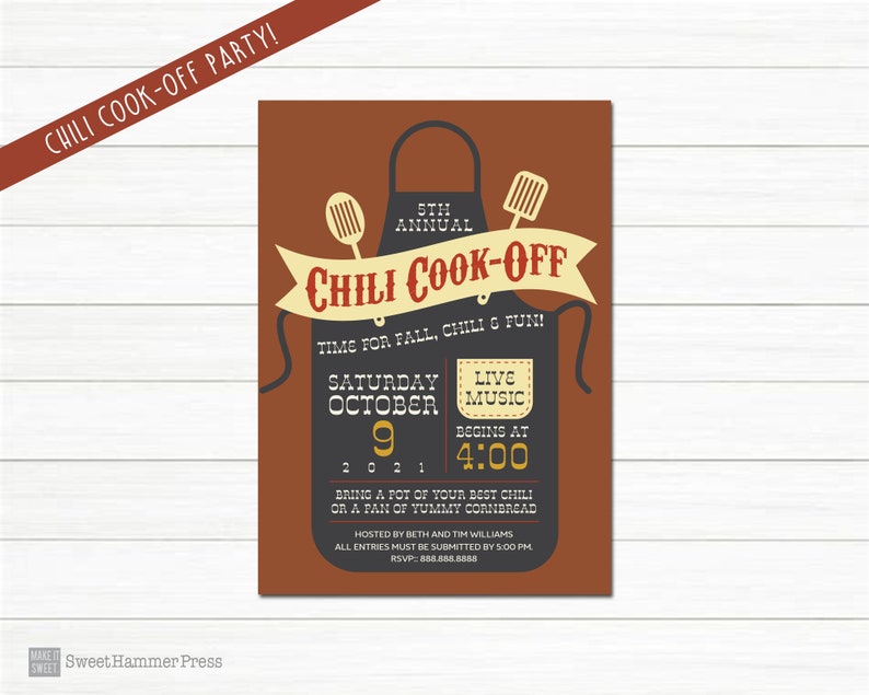 Chili Cook off Party Invitation Printed or Printable Soup - Etsy