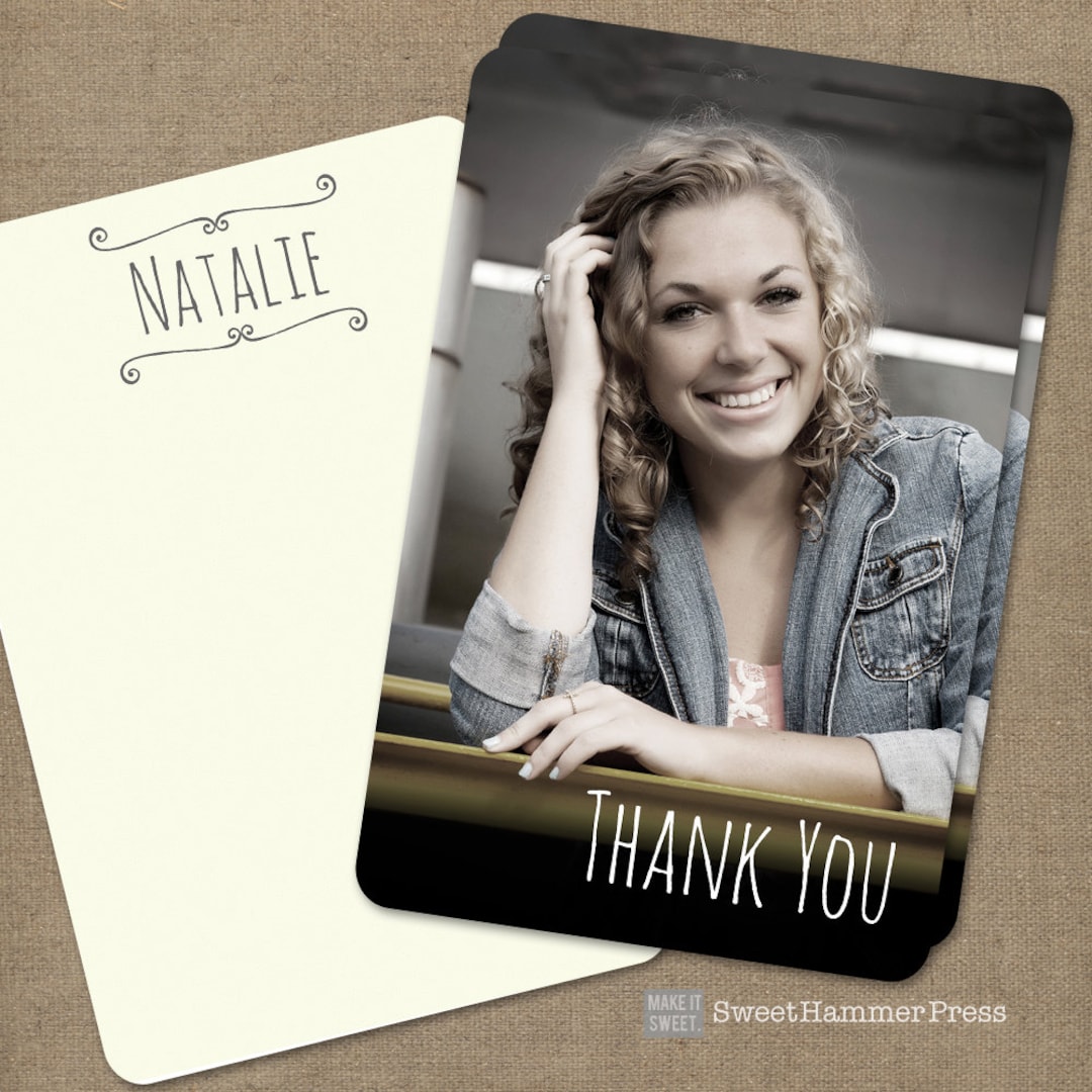 Graduation Thank You Cards With Photo, Personalized Thank You Note ...