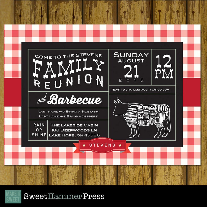 Family Reunion Invitation -barbecue Party - BBQ - Outdoor Party ...