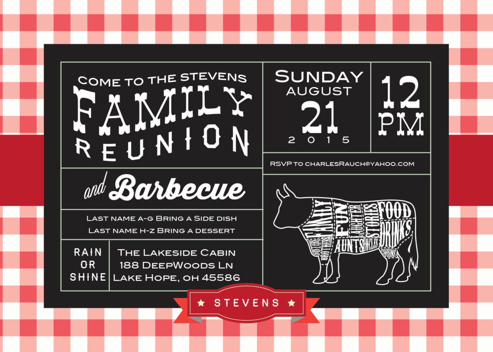 Family Reunion Invitation -barbecue Party - BBQ - Outdoor Party ...