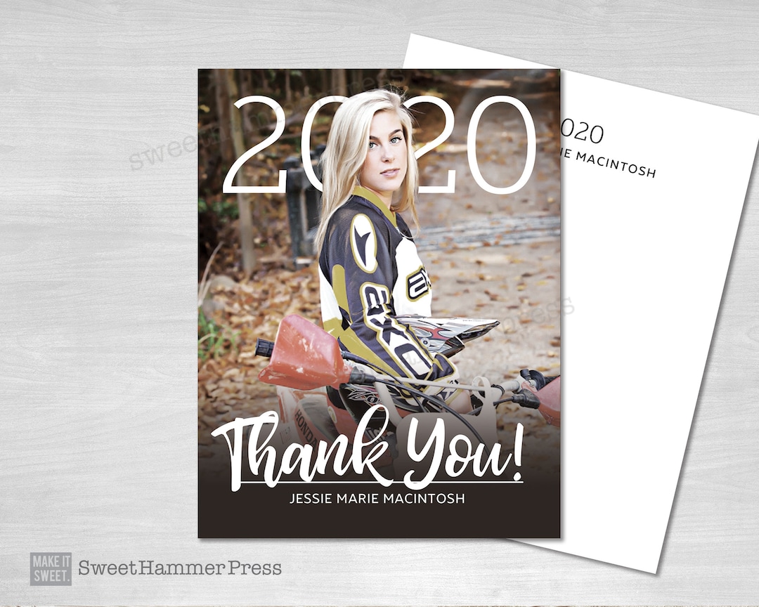 Graduation Thank You Cards With Photo Thank You Card Printed With 2020 ...
