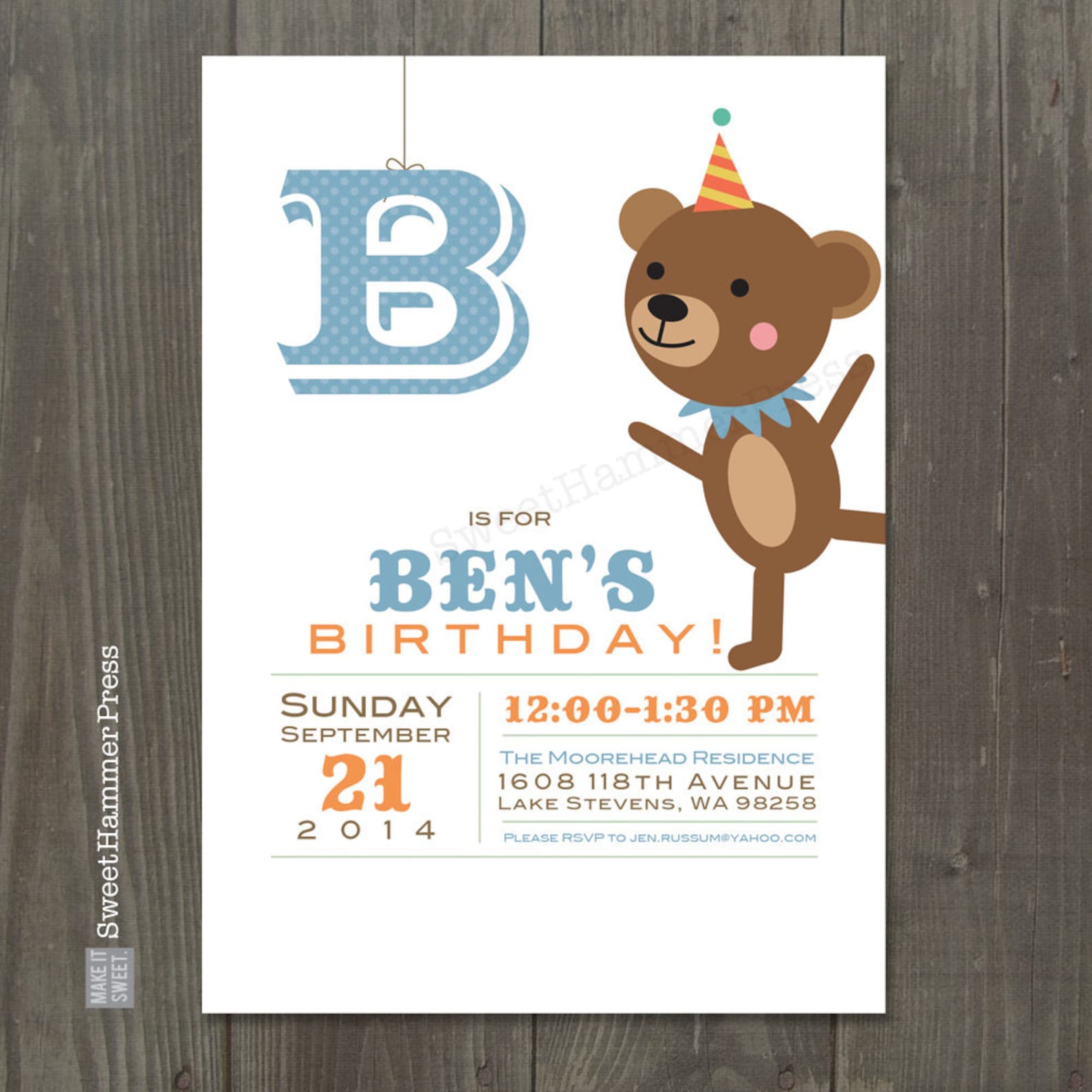 Bear Birthday Invitation Birthday Party Boy Zoo Themed - Etsy