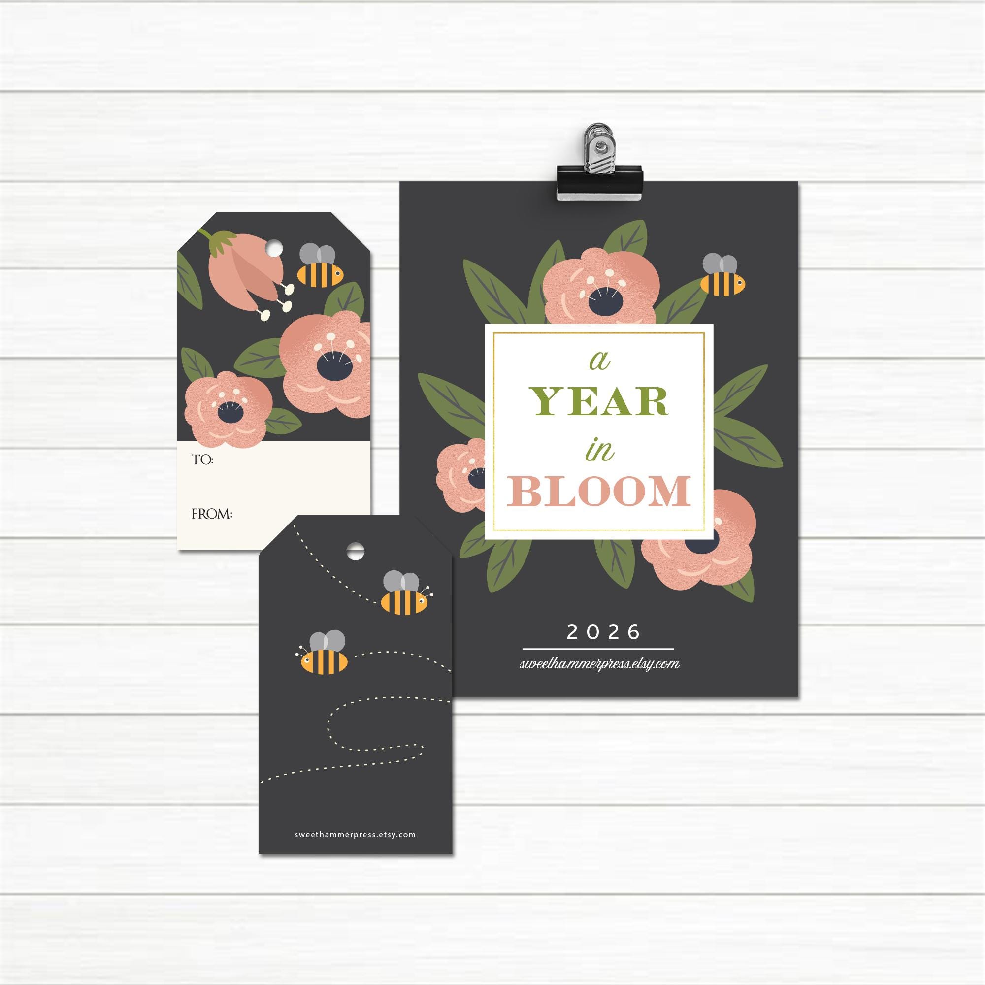 Mini Floral Calendar With Optional Wooden Stand - 2026 Flower Easel ...