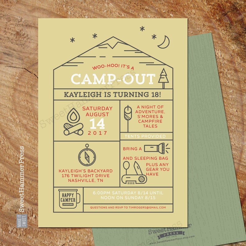 Camping Birthday Invitation Camp Out Party Happy Camper | Etsy